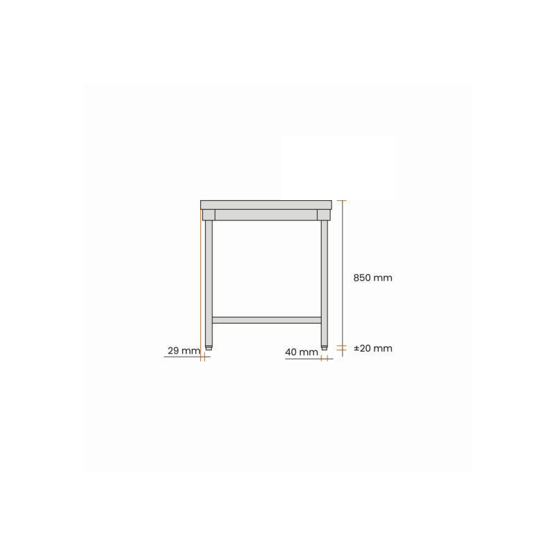 Table inox centrale 1000x700x850 mm - Arredochef